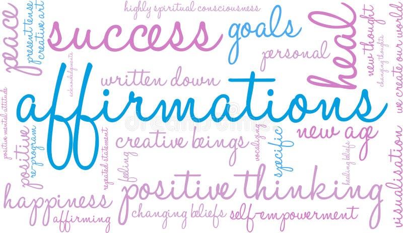 Affirmations Word Cloud stock vector. Illustration of personal - 65105072