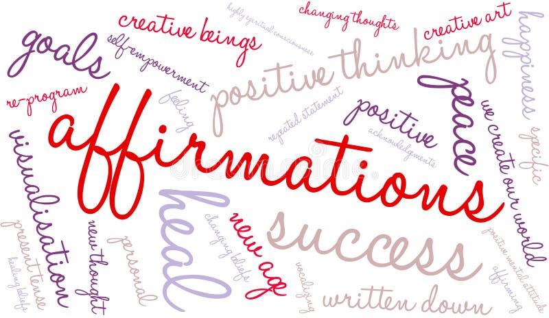 Affirmations Word Cloud stock vector. Illustration of spiritual - 158979886