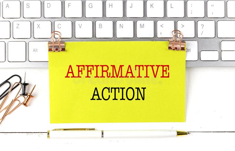 AFFIRMATIVE ACTION Text on Yellow Sticky on Keyboard Stock Image ...