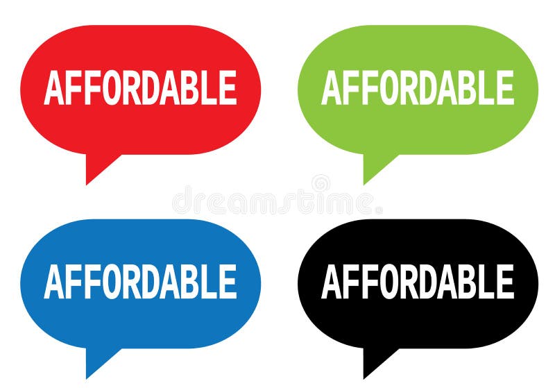 AFFORDABLE Text, on Rectangle Speech Bubble Sign. Stock Illustration ...