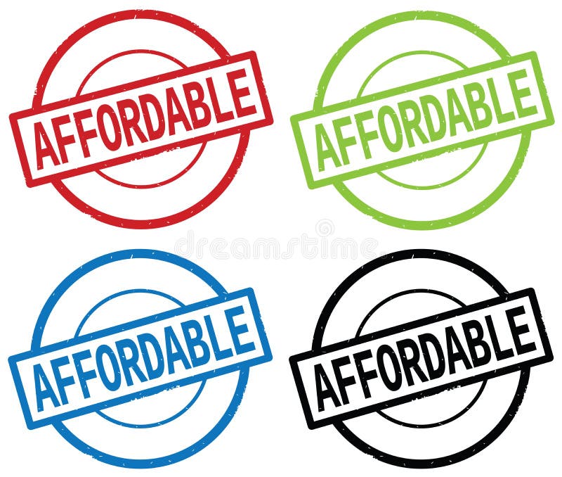 AFFORDABLE Text, on Round Simple Stamp Sign. Stock Illustration ...