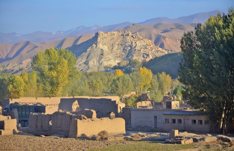 Afghan Bamian Valley Near the Rock with Buddhas Stock Image - Image of ...