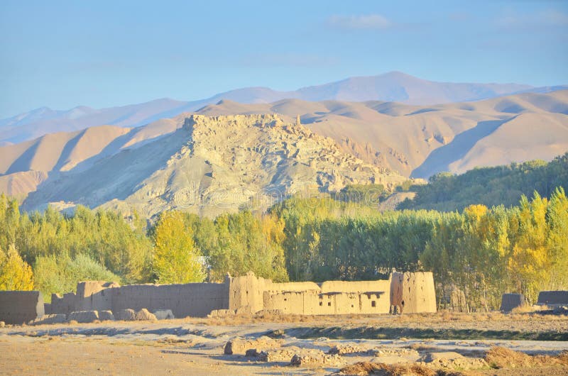 Afghan Bamian Valley Near the Rock with Buddhas Stock Image - Image of ...