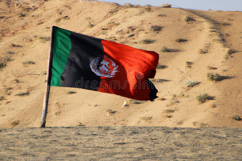 Afghan Flag in Desert Landscape Stock Illustration - Illustration of ...