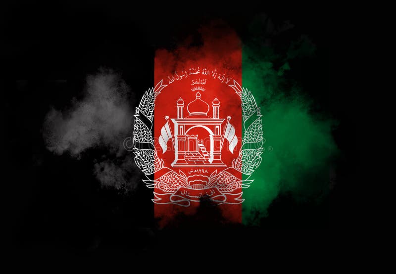 Afghan Flag Performed from Color Smoke on the Black Background ...