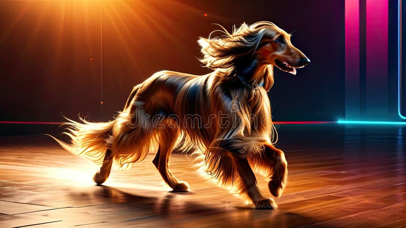 Afghan Hound Running through Light. Stock Illustration - Illustration ...