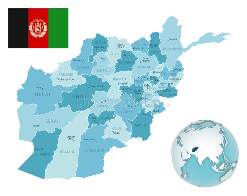 Afghanistan Administrative and Political Map Includes Surrounding ...