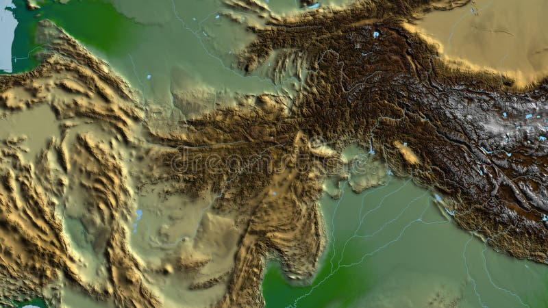 Afghanistan Area. Physical Map Stock Illustration - Illustration of ...