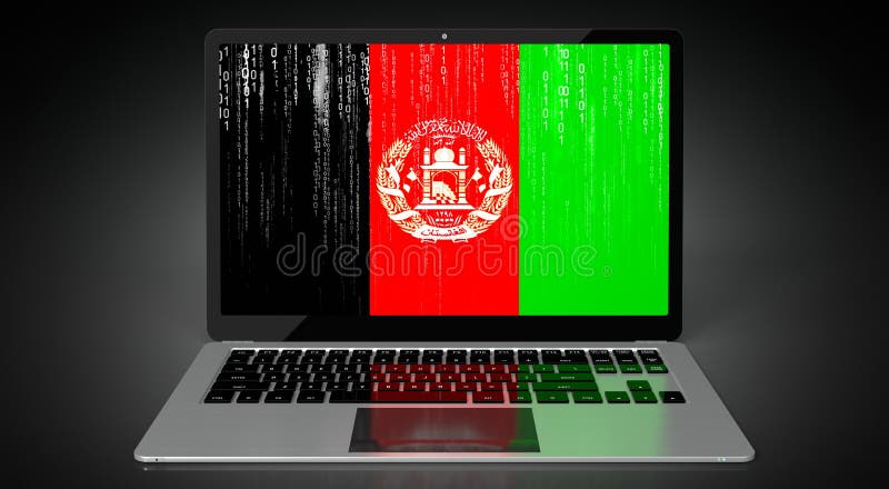 Afghanistan - Country Flag and Binary Code on Laptop Screen Stock ...
