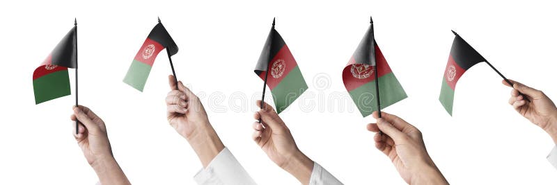 The Afghanistan Flag in Hand in Different Angles on a White Background ...