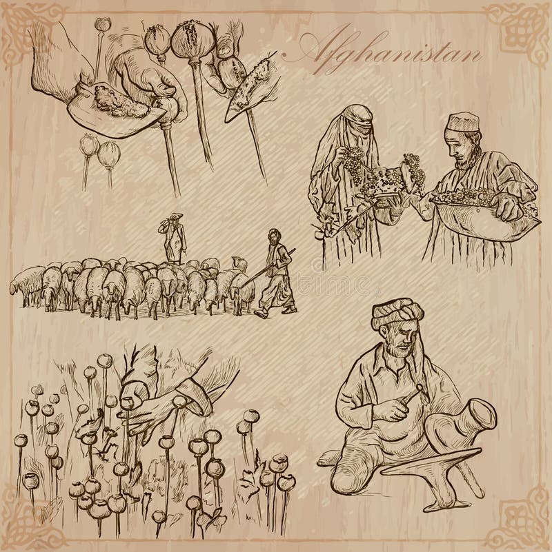 Afghanistan. Hand Drawn Vector Pack No.7 Stock Vector - Illustration of ...