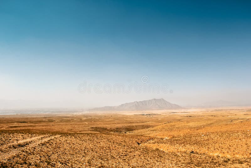 Afghanistan Landscape, Desert Plain Against the Backdrop of Mountains ...