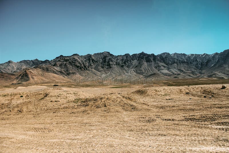 Afghanistan Landscape, Desert Plain Against the Backdrop of Mountains ...
