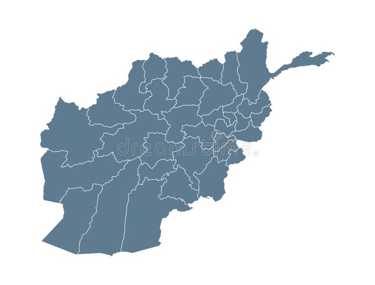 Afghanistan Map - Vector Solid Contour and State Regions Stock ...