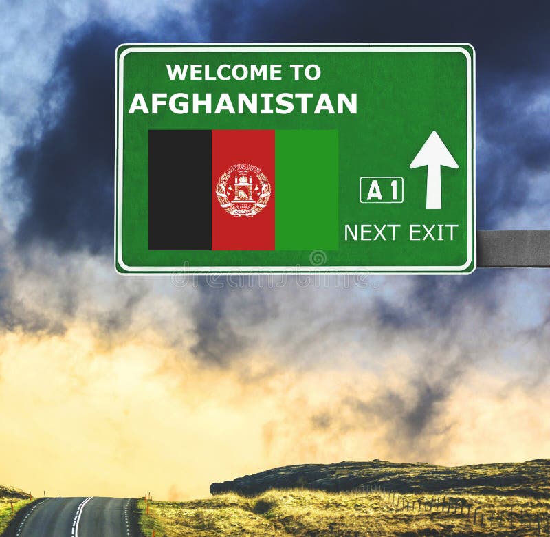 Afghanistan Road Sign Against Clear Blue Sky Stock Image - Image of ...