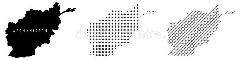 Afghanistan Silhouette Map and Two Patterns of Dots and Slanted Lines ...