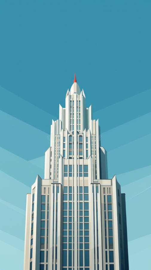 Afiche De Un Edificio Alto Con Techo Rojo Ai Stock de ilustración - Ilustración de industria ...