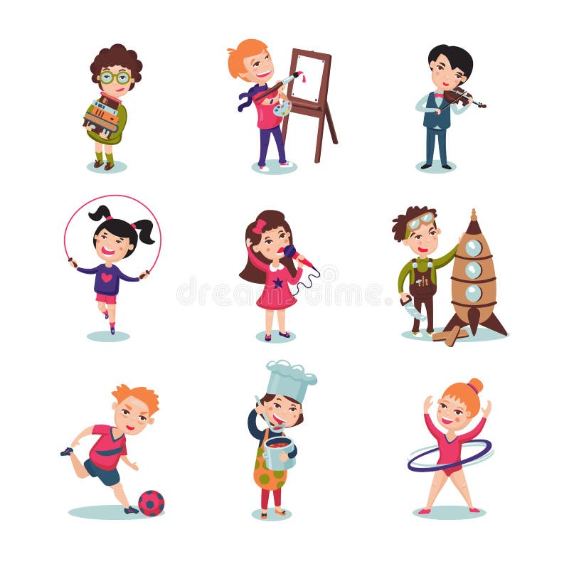 Aficiones De Los Niños Fijadas Ilustración del Vector - Ilustración de ...