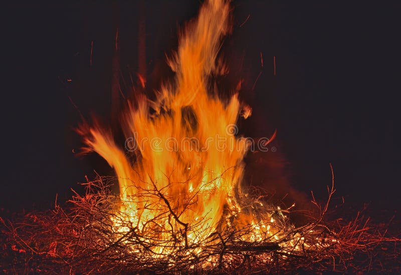 Aflame bonfire 2 stock photo. Image of fire, spark, close - 91593524