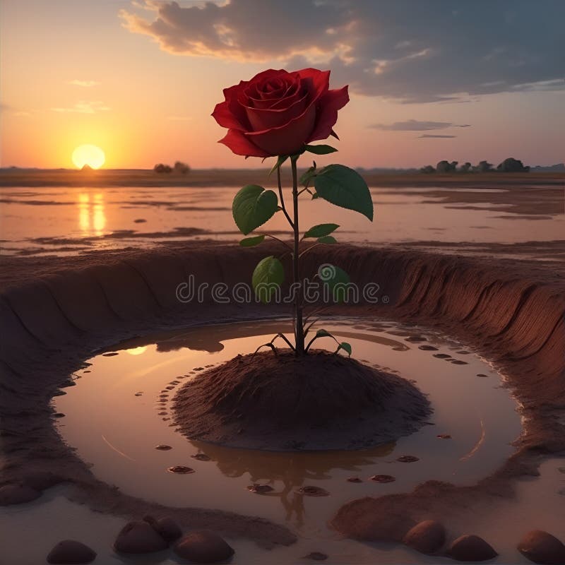 Aflame in Dusk: the Red Rose S Dance with the Setting Sun Stock ...