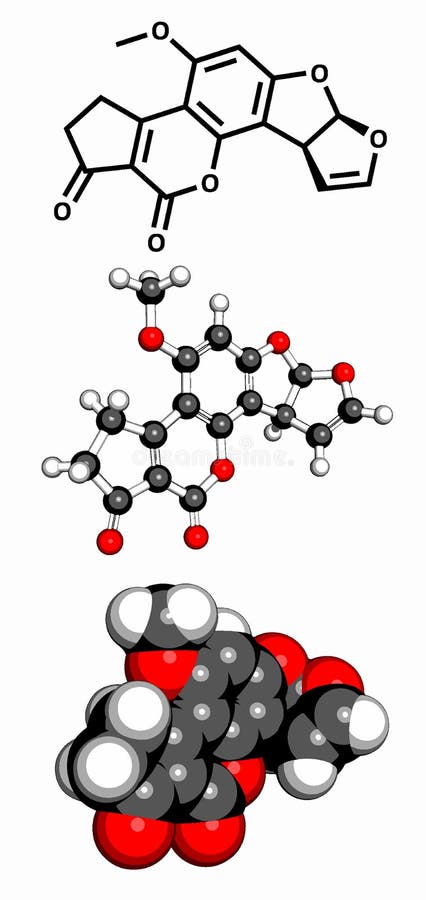 Aflatoxin B1 Carcinogenic Food Contaminant Molecule, Molecular Model ...