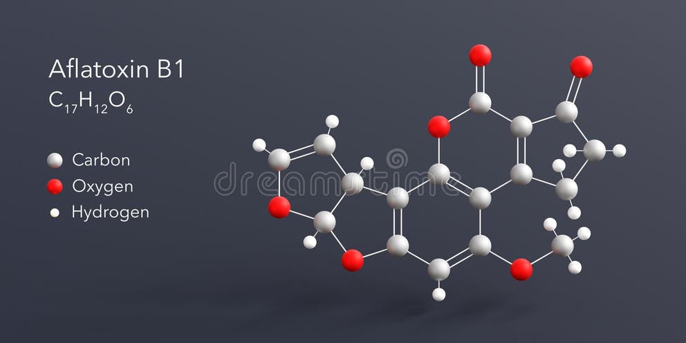 Aflatoxin B1 Molecule 3d Rendering, Flat Molecular Structure with ...