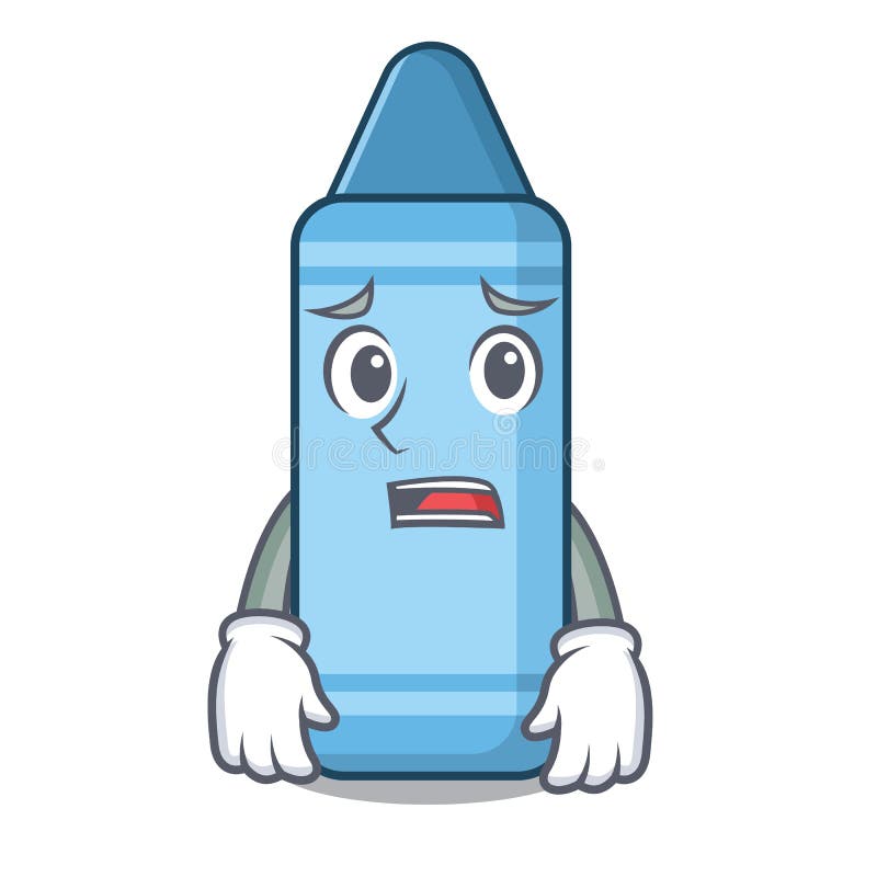 Afraid Blue Crayon in the Character Shape Stock Vector - Illustration ...