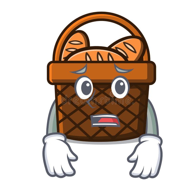 Afraid Bread Basket Mascot Cartoon Stock Vector - Illustration of bread ...