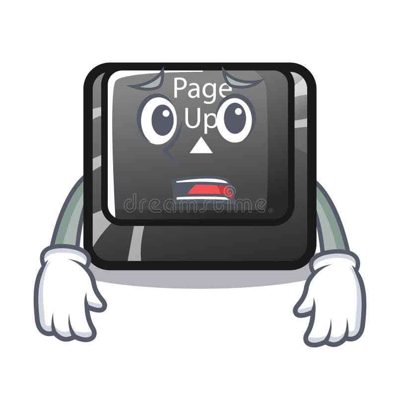 Afraid Button Page Up on Computer Cartoon Stock Vector - Illustration ...