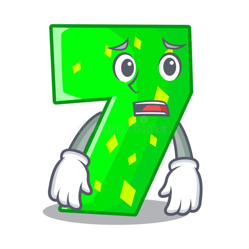 Afraid Cartoon Number Seven on Stone Wall Stock Vector - Illustration ...