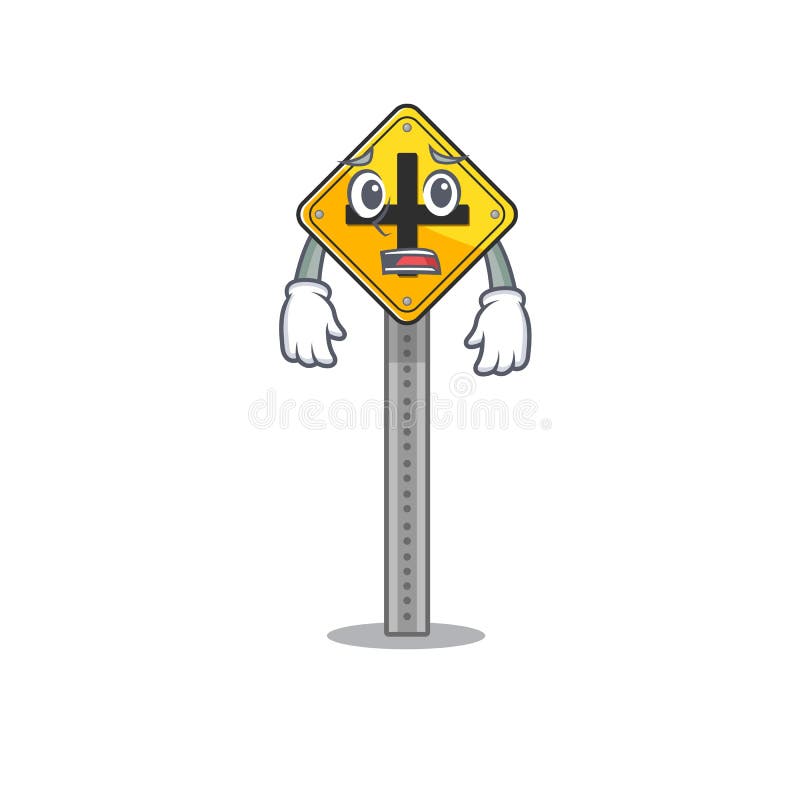 Afraid Crossing Sign at the Roadside Character Stock Vector ...