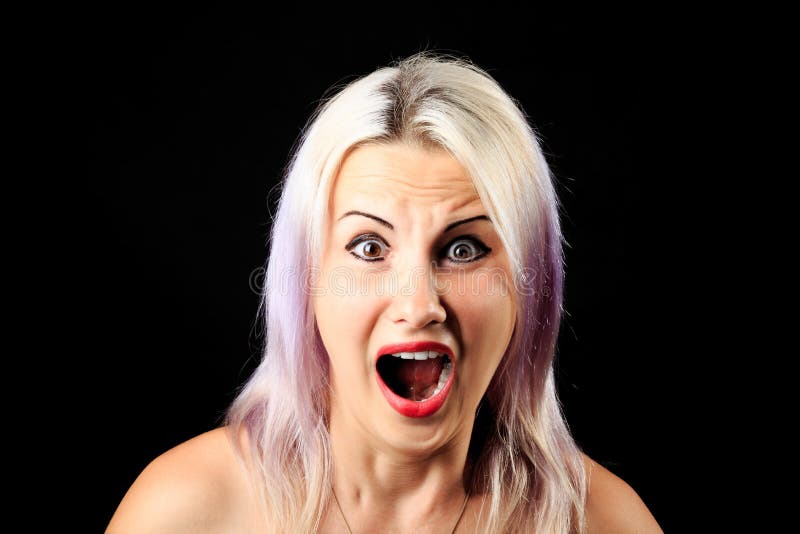 Scared Female Face Expression, Screaming Girl Stock Photo - Image of ...