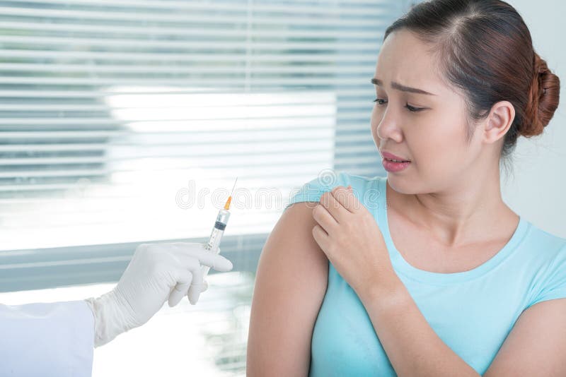 The Kid is Afraid of an Injection Stock Photo - Image of injection ...