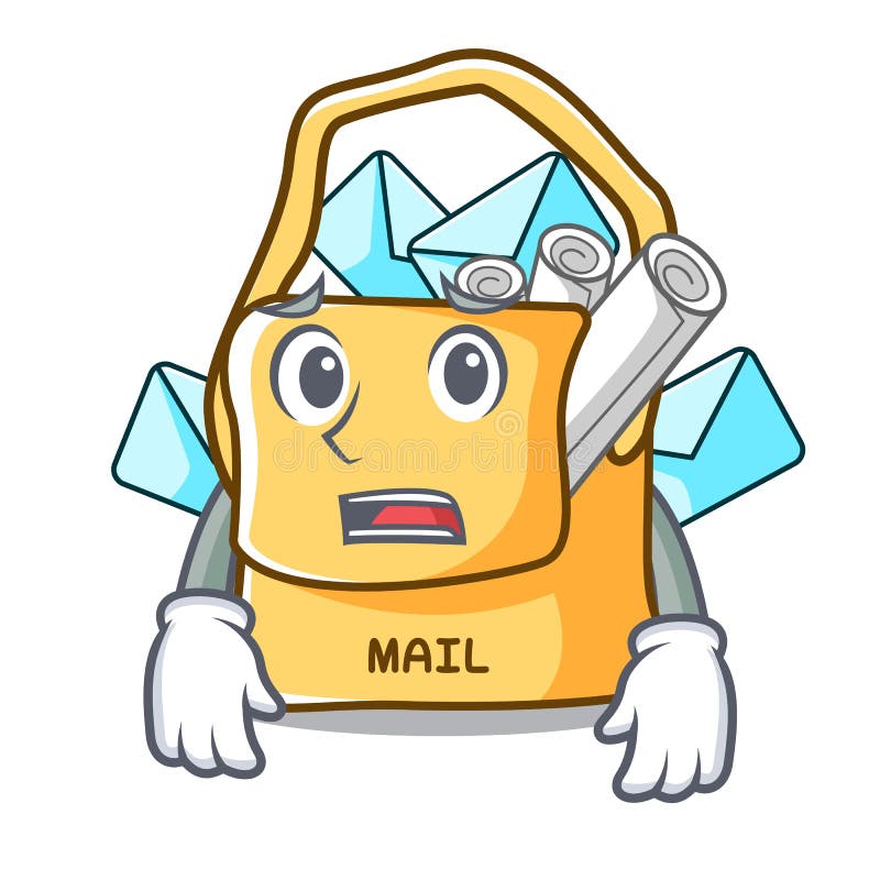 Afraid Mail Bag Character on Table Front Stock Vector - Illustration of ...