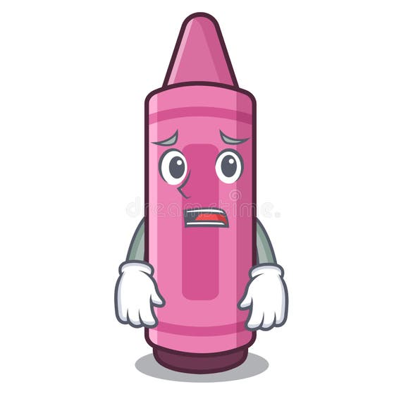 Afraid Pink Crayons in the Character Shape Stock Vector - Illustration ...