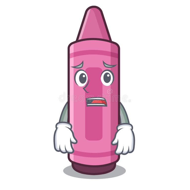 Afraid Pink Crayons in the Character Shape Stock Vector - Illustration ...