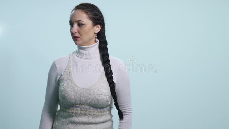 Portrait of a Confused Little Girl Leaning on Hand, Looking at Camera ...