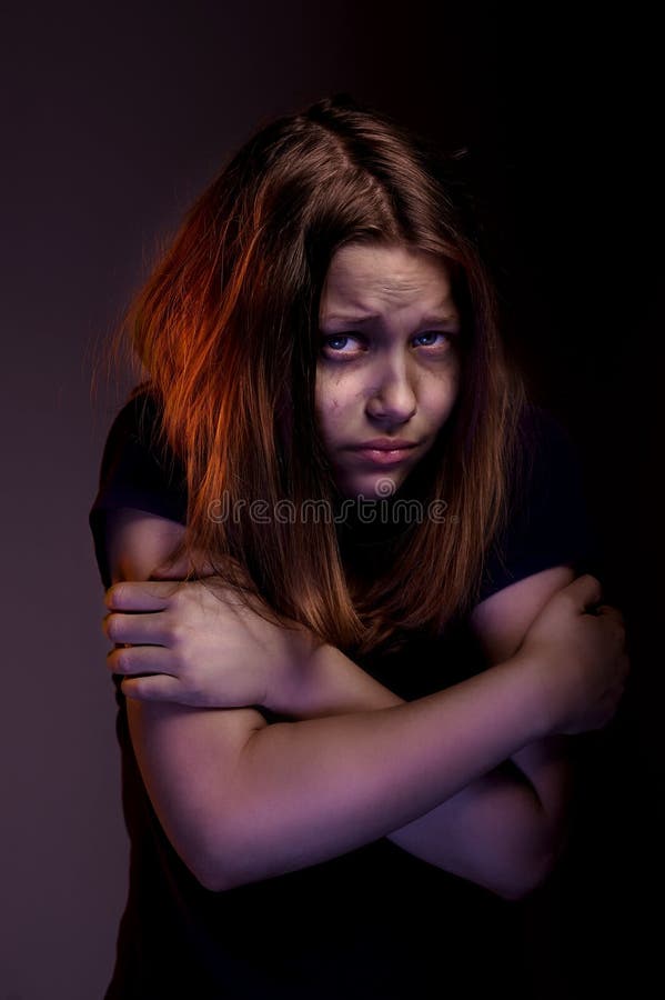 Afraid teen girl stock photo. Image of sadness, beaten - 42753908