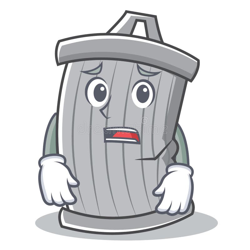 Trash Can Cartoon Character with Sad Expression Stock Vector ...
