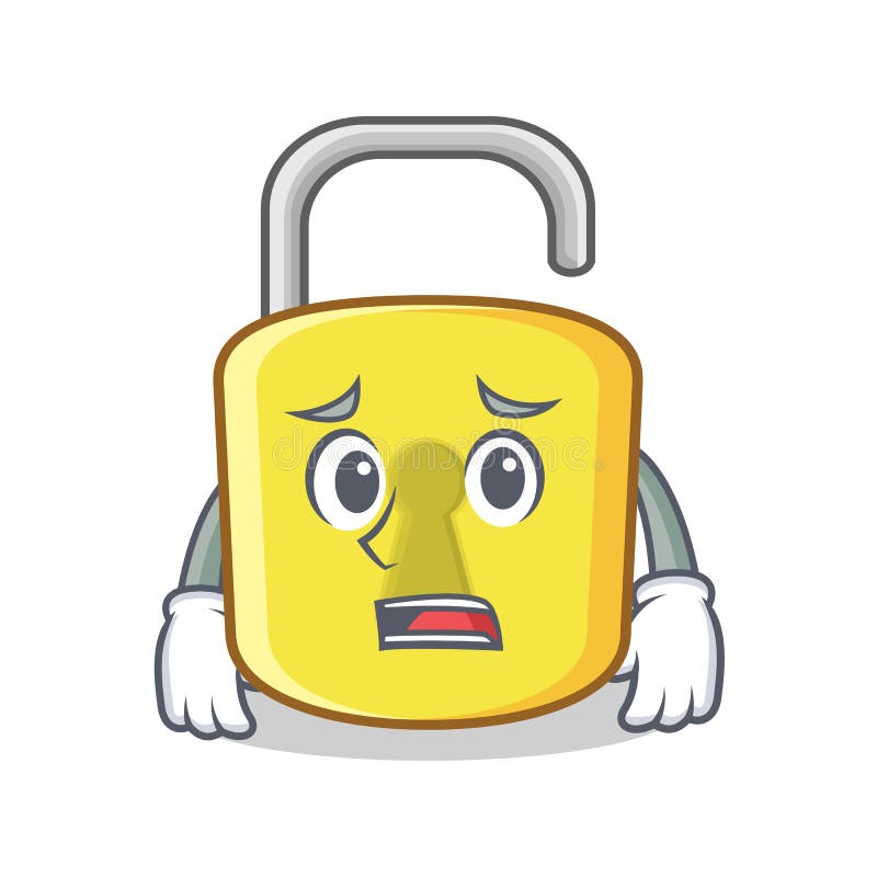 Afraid Yellow Lock Character Mascot Stock Vector - Illustration of ...