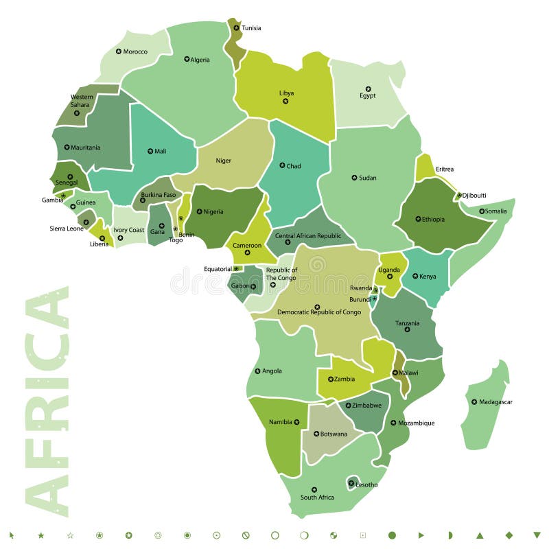 Editable map of Africa stock vector. Illustration of grouped - 15873329