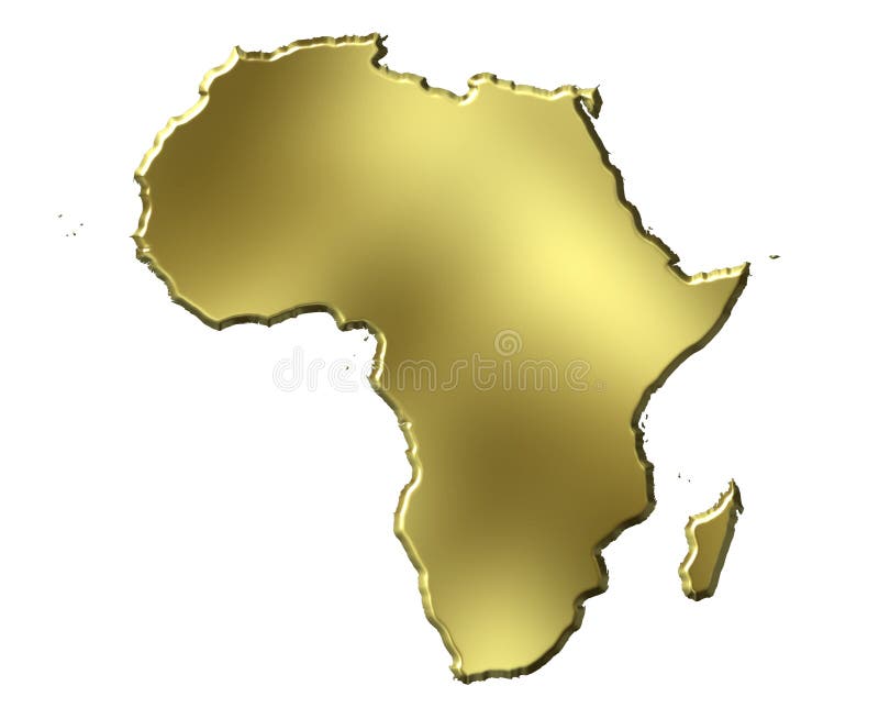 Africa 3d Golden Map stock illustration. Illustration of african - 11160769