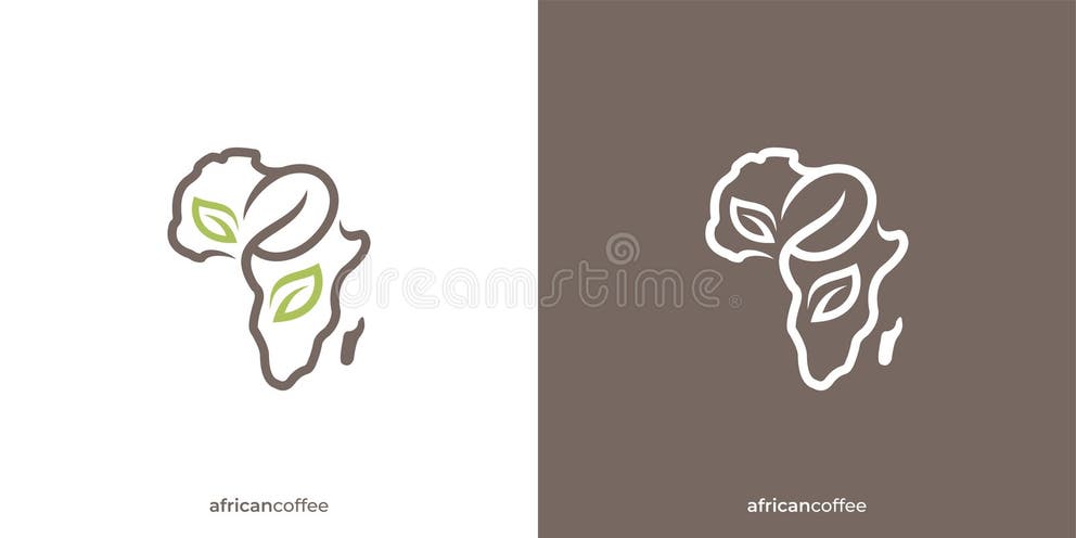 Africa Coffee Logo. Africa and Coffee Bean with Minimalist Style Stock ...