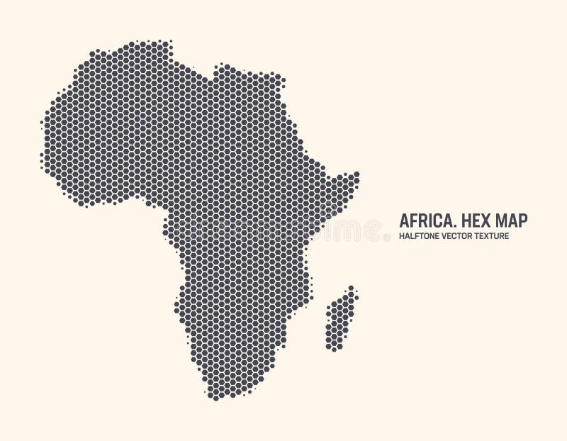 Africa Continent Map Vector Hexagonal Half Tone Pattern Isolated on ...