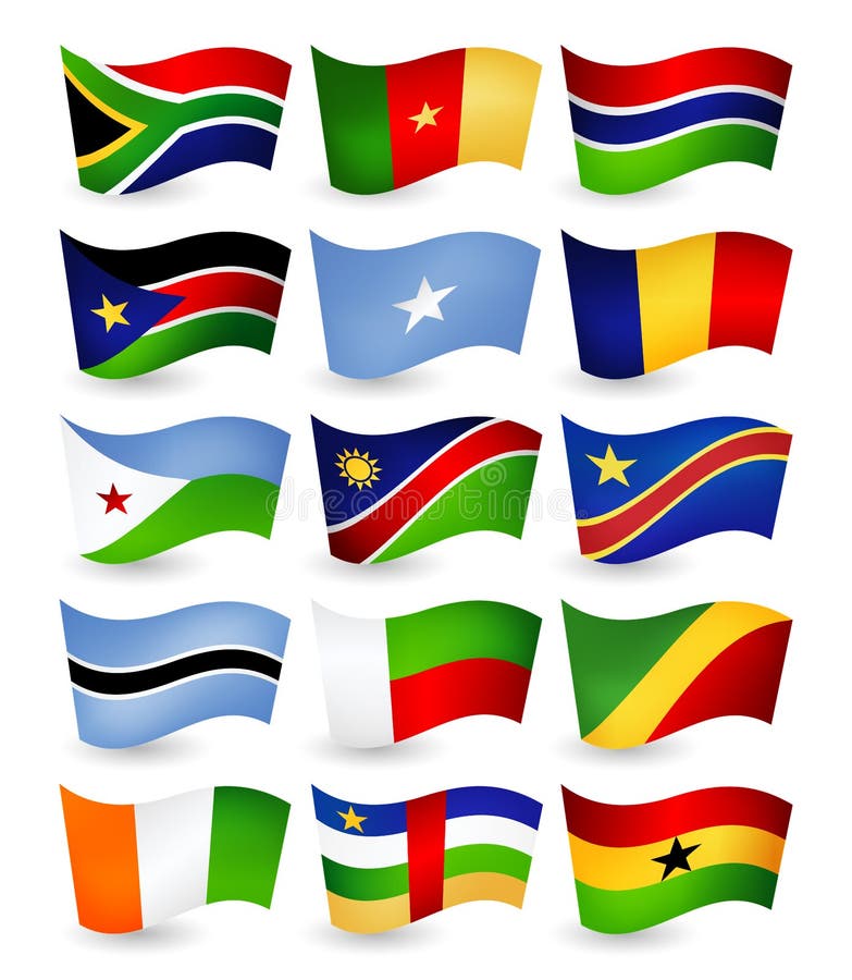 Africa Country Flying Flags Set Part 1 Stock Vector - Illustration of ...