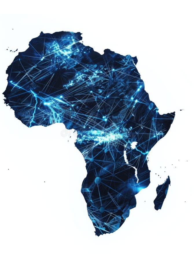 Africa Digital Network Map stock photo. Image of technology - 366551696