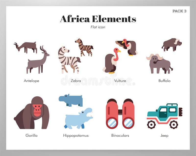 Africa elements flat pack stock vector. Illustration of african - 150488786