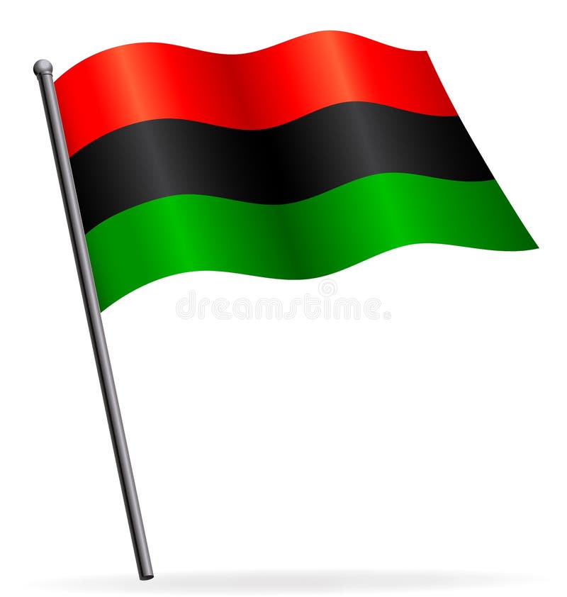 Pan African Flag Waving on Flagpole Stock Vector - Illustration of ...