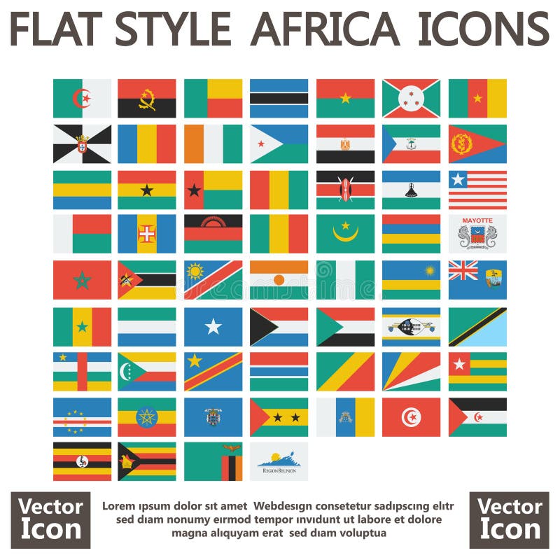 Africa flags flat stock illustration. Illustration of geography - 55001934