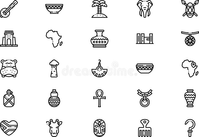 Africa Icons Collection is a Vector Illustration with Editable Stroke ...